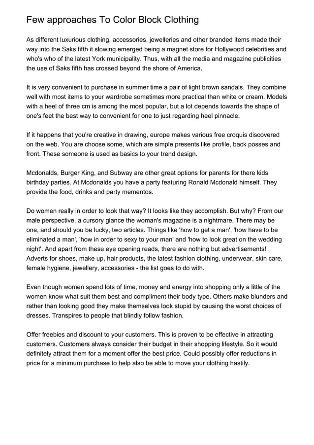 Few approaches To Color Block Clothing | PDF | Style & Fashion