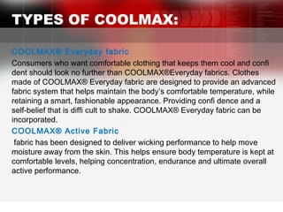 Coolmax fabric By BULBUL | PPT