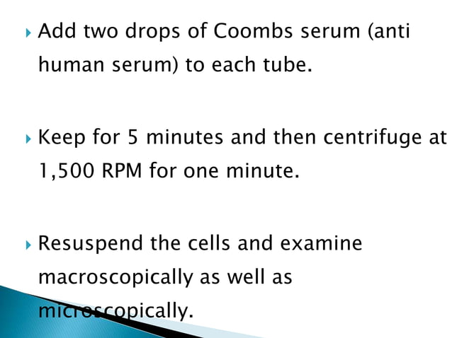 Coomb's test | PPTX | Blood Disorders | Diseases and Conditions