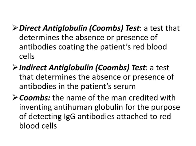 COOMBS TEST.pptx | Blood Disorders | Diseases and Conditions