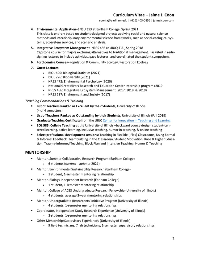Jaime Coon CV | PDF