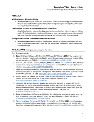 Jaime Coon CV | PDF | Undergraduate Education | College Education