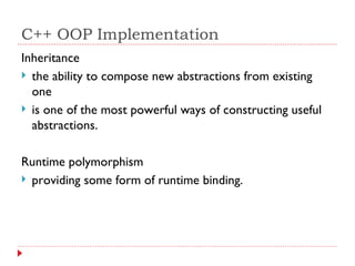 C++ OOP Implementation | PPT | Programming Languages | Computing