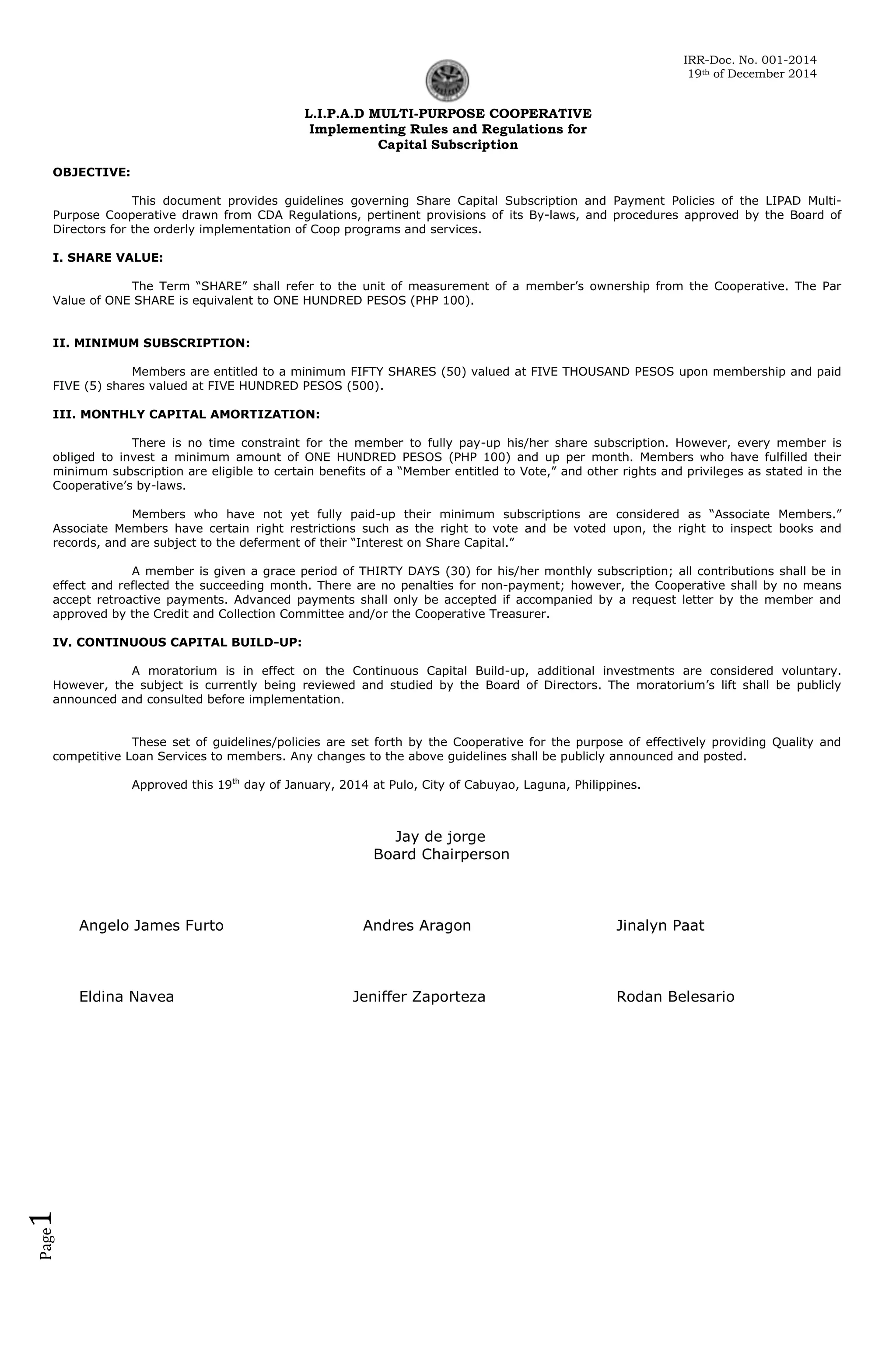 Coop capital guidelines | DOCX