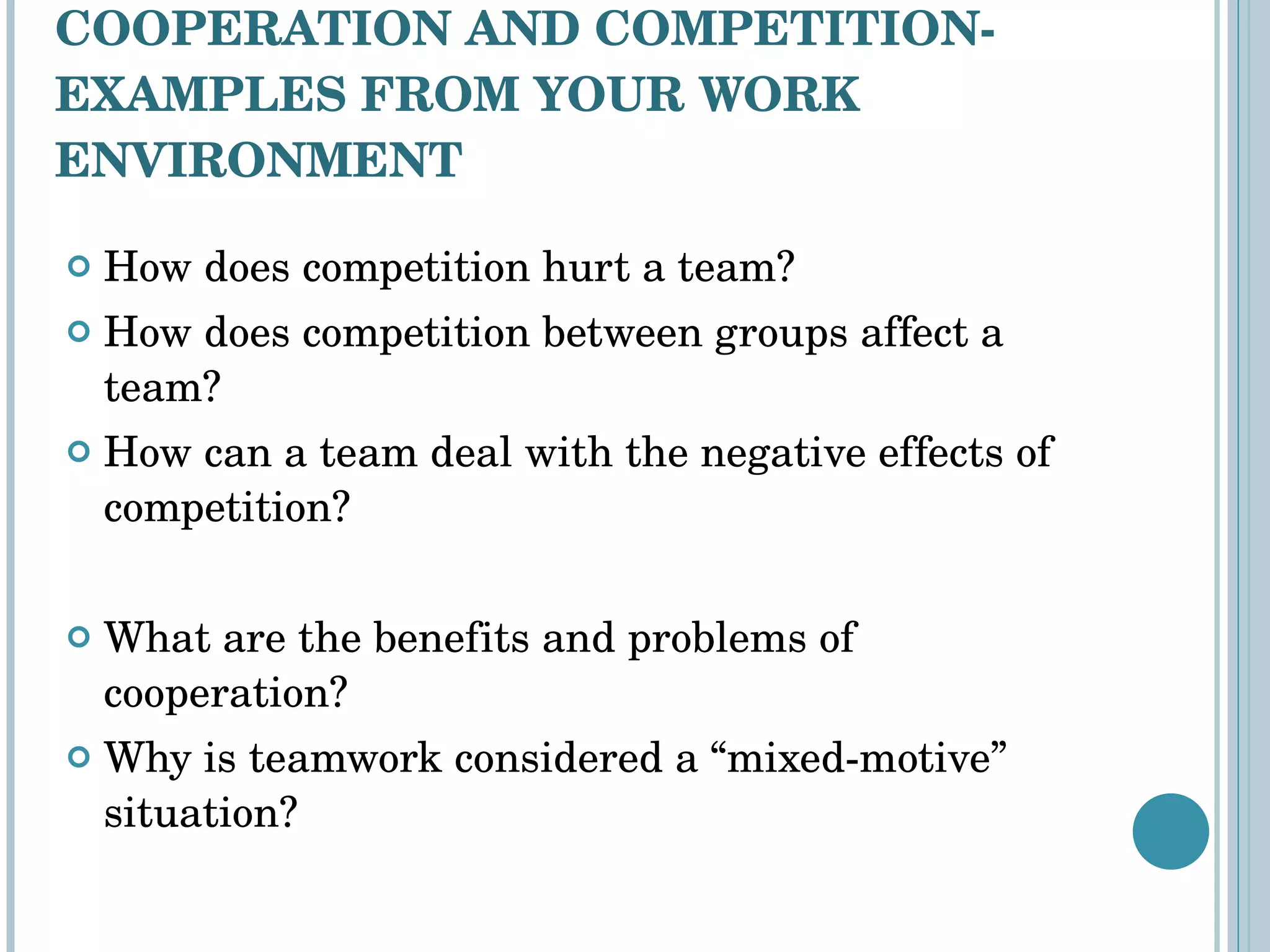 Cooperation, Competition, Conflict, And Power In Teams | PPT