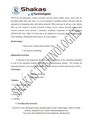 Cooperation versus multiplexing multicast scheduling algorithms for ofdma relay networks | DOC