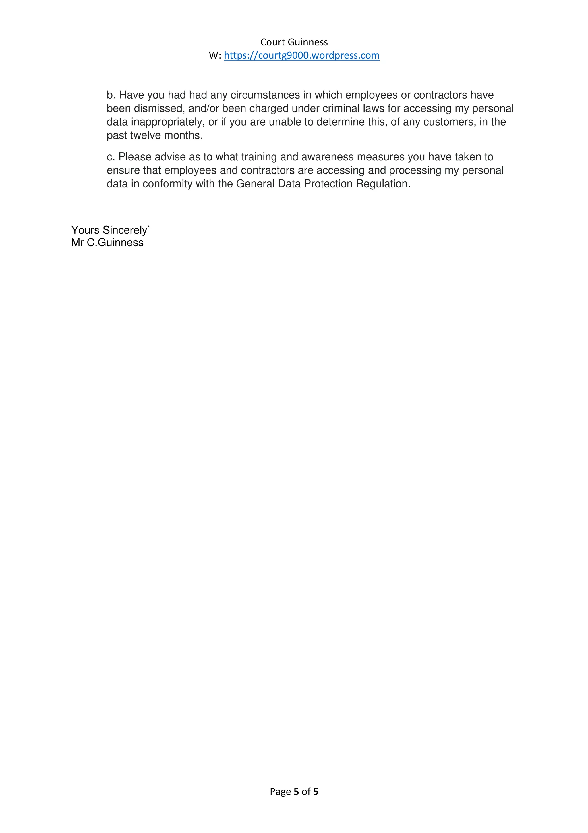 Co-Operative Bank Letter | PDF
