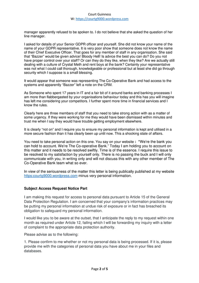 Co-Operative Bank Letter | PDF | Business Administration | Business