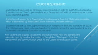 Cooperative education orientation | PPTX