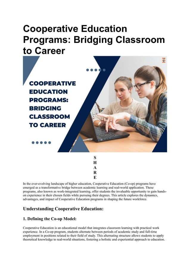 Cooperative Education Programs: Bridging Classroom to Career | PDF ...