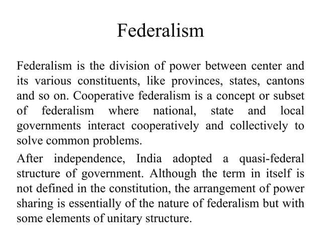 Cooperative federalism | PPTX | Civic affairs | Politics