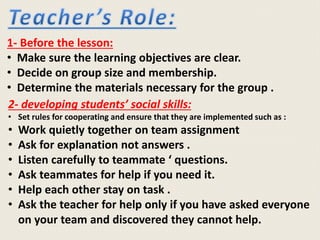 Cooperative Learning Roles