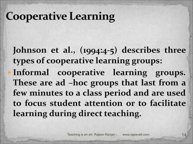 Cooperative learning in school education teaching techniques and ...