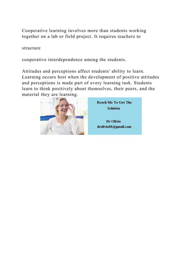 Cooperative learning involves more than students working together on.docx