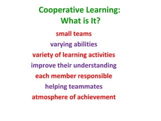 Cooperative Learning Overview Ppt For Ccc | PPT