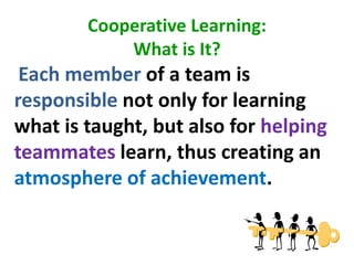 Cooperative Learning Overview Ppt For Hour Meeting | PPTX