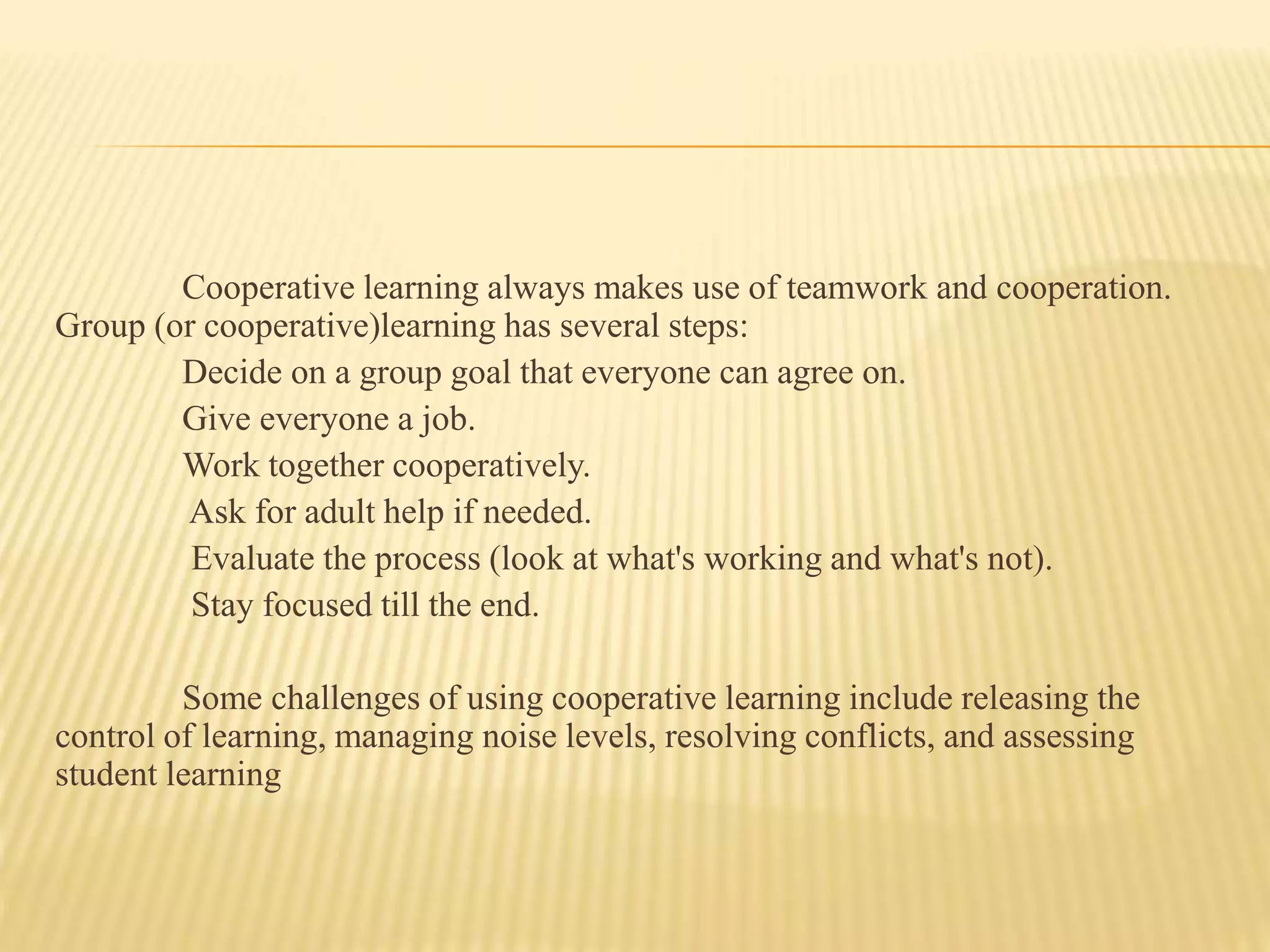 Cooperative learning slide presentation | PPT