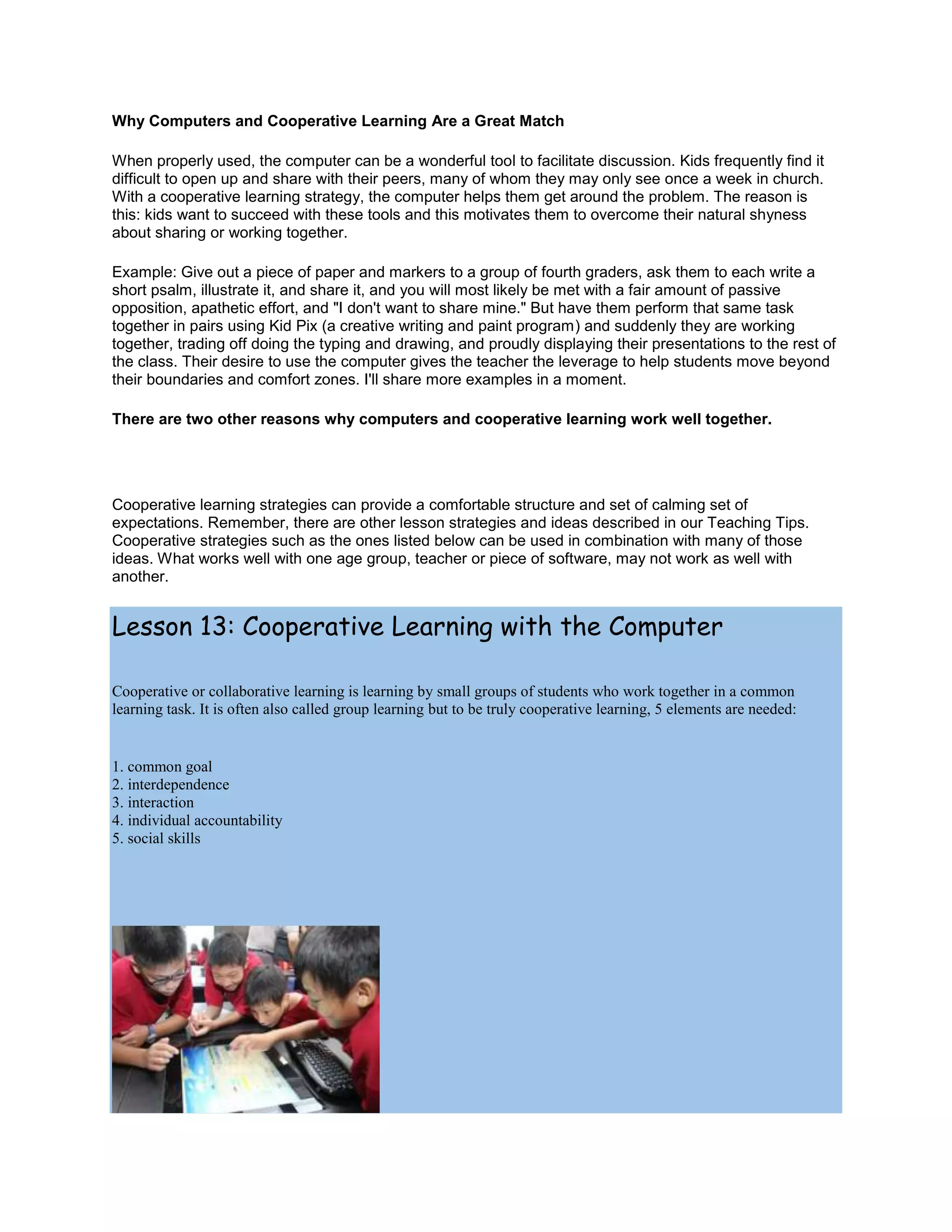 Cooperative learning with computers | DOCX