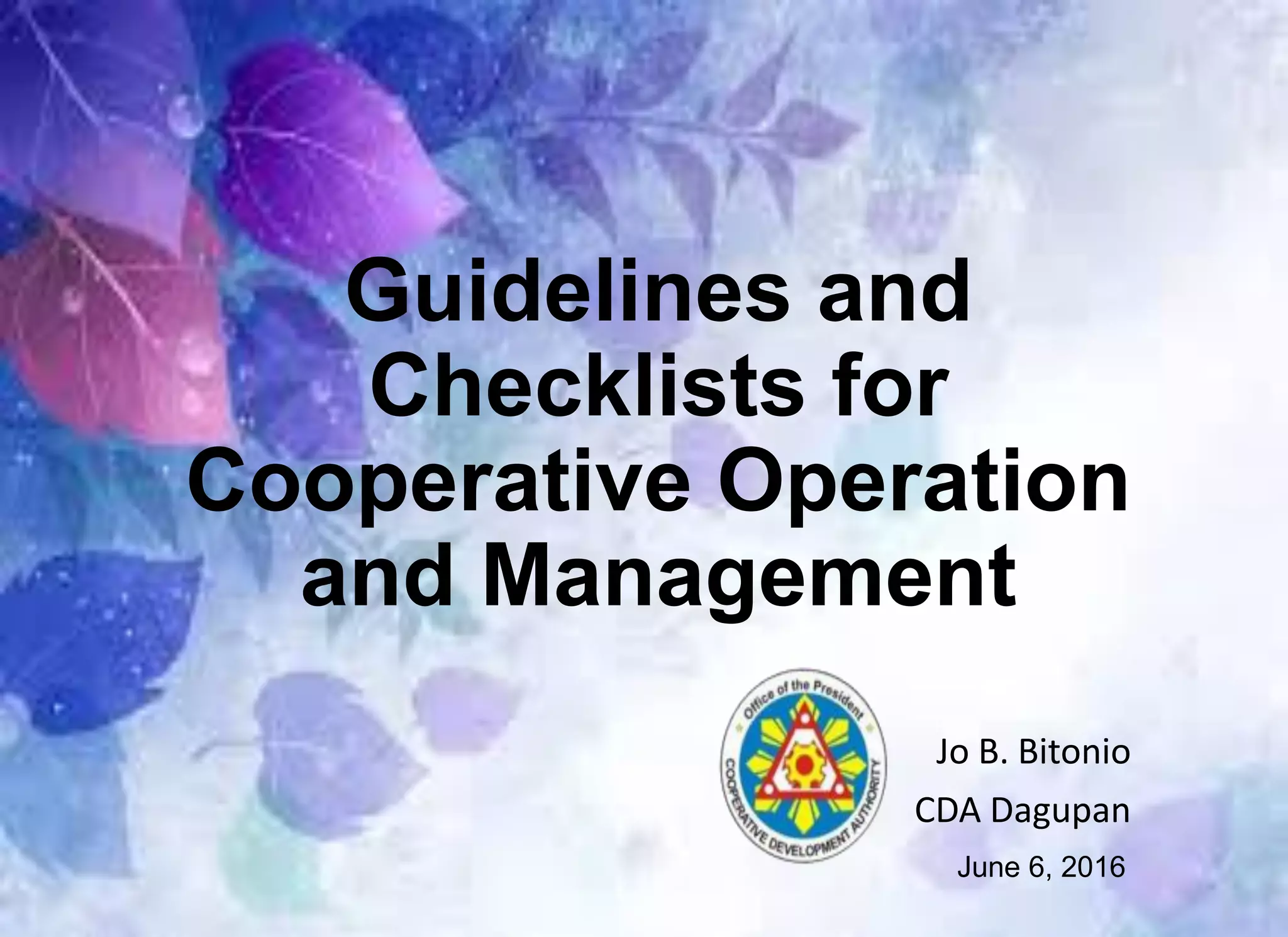 Guide on Cooperative Operation and Management | PDF