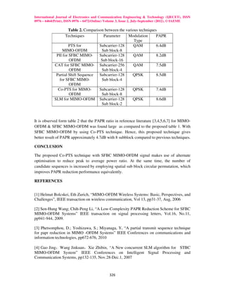 Cooperative partial transmit sequence for papr reduction in space frequency block code mimo ofdm ...