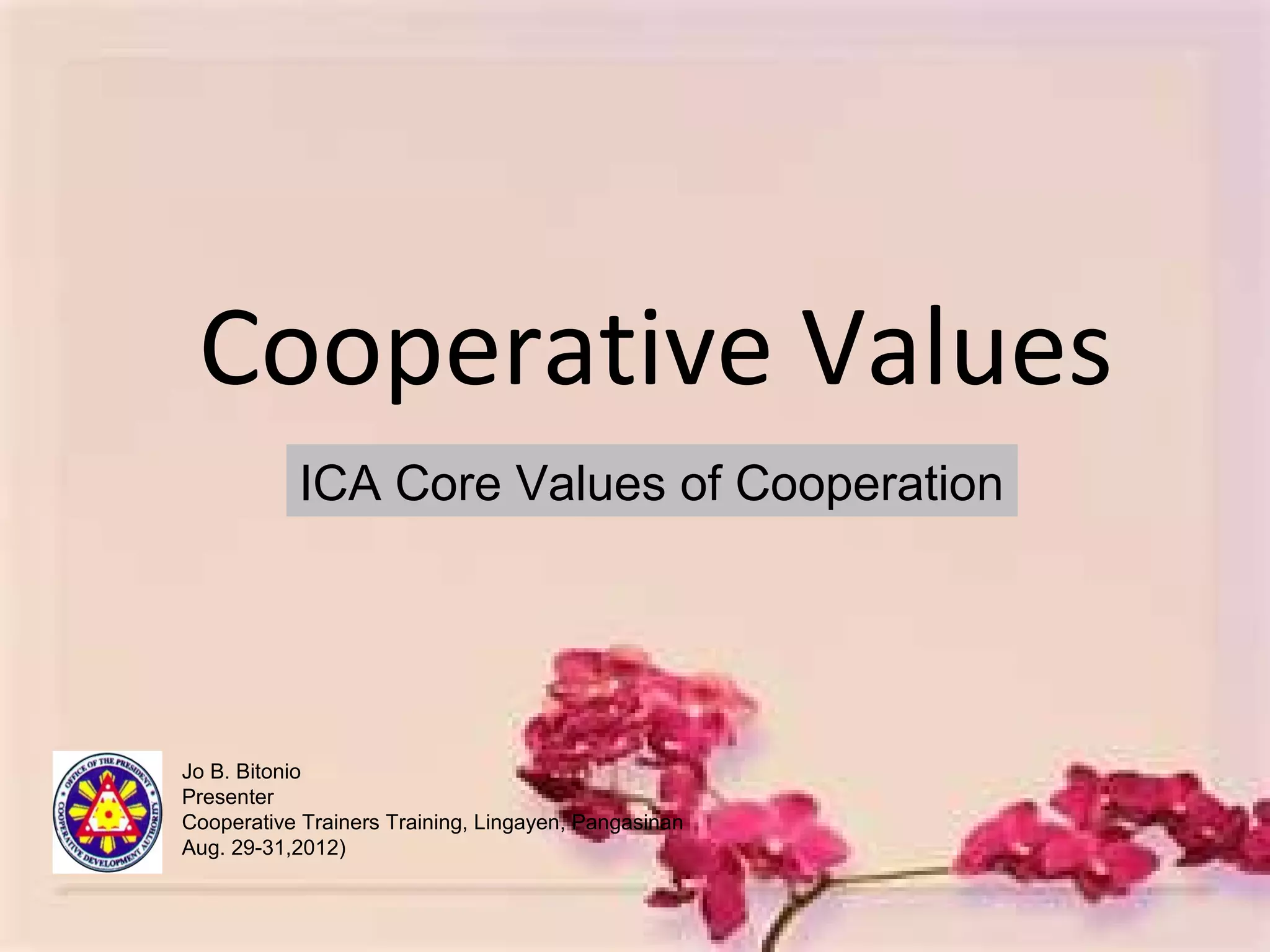 Cooperative Values: ICA Core Values of Cooperation | PPT