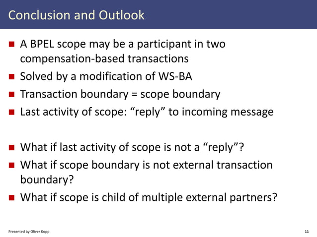 The Influence of an External Transaction on a BPEL Scope | PPT