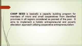 COOP SEED program of the CDA | PPT