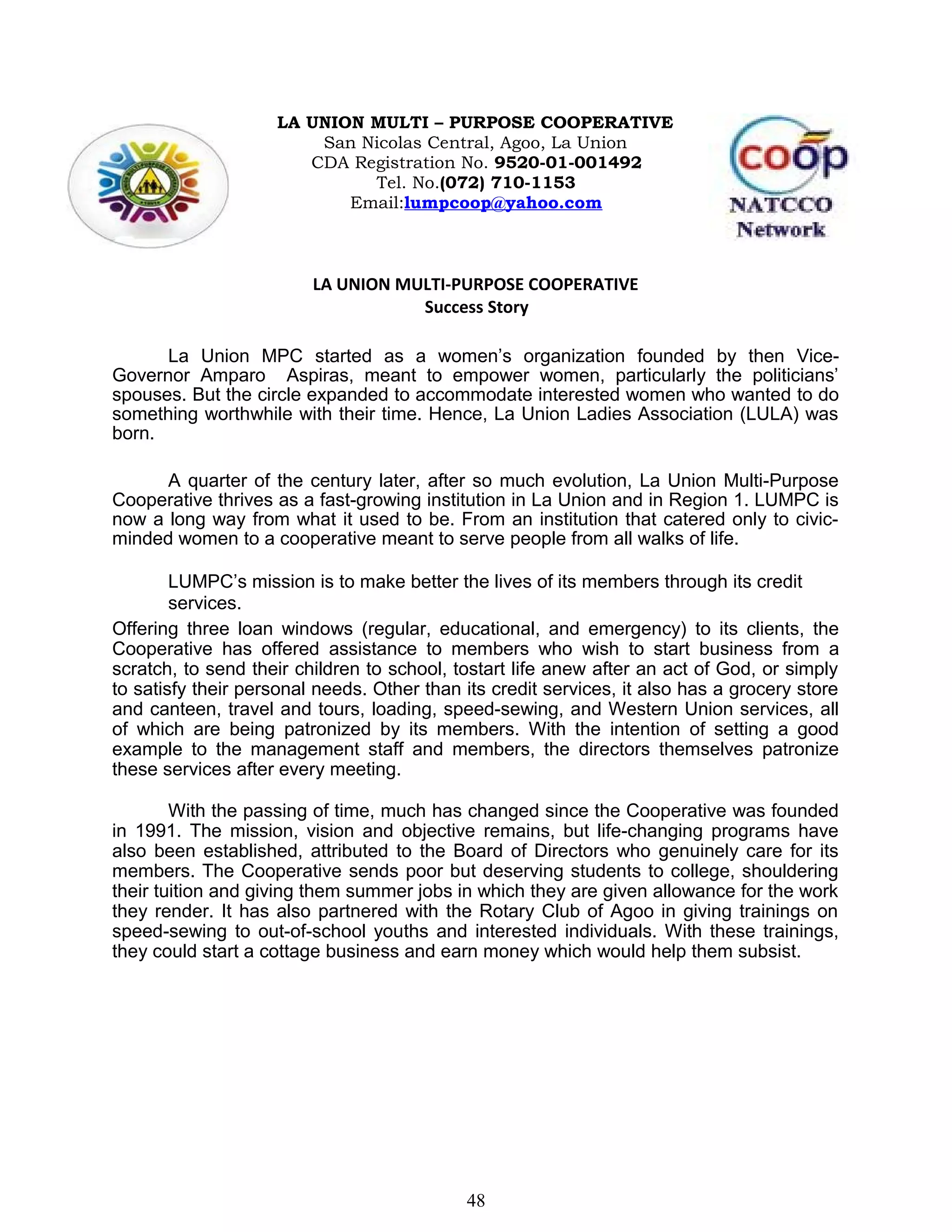 2016 Compilation of Cooperative Stories of Region 1 | DOC | Agriculture ...