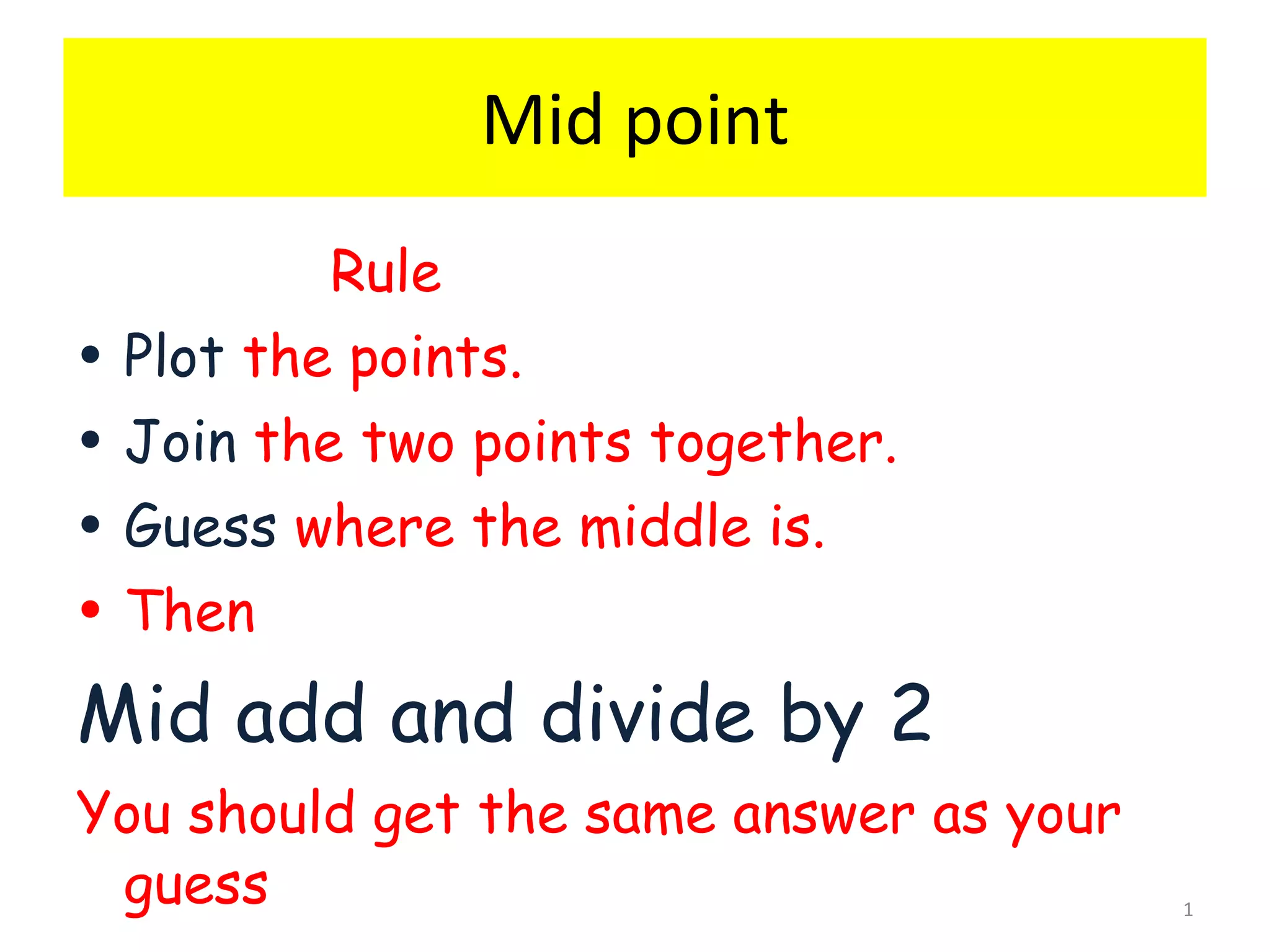 Coordinate Geometry, mid point distance and slope | PPT