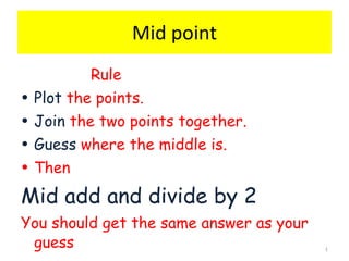 Coordinate Geometry, mid point distance and slope | PPT