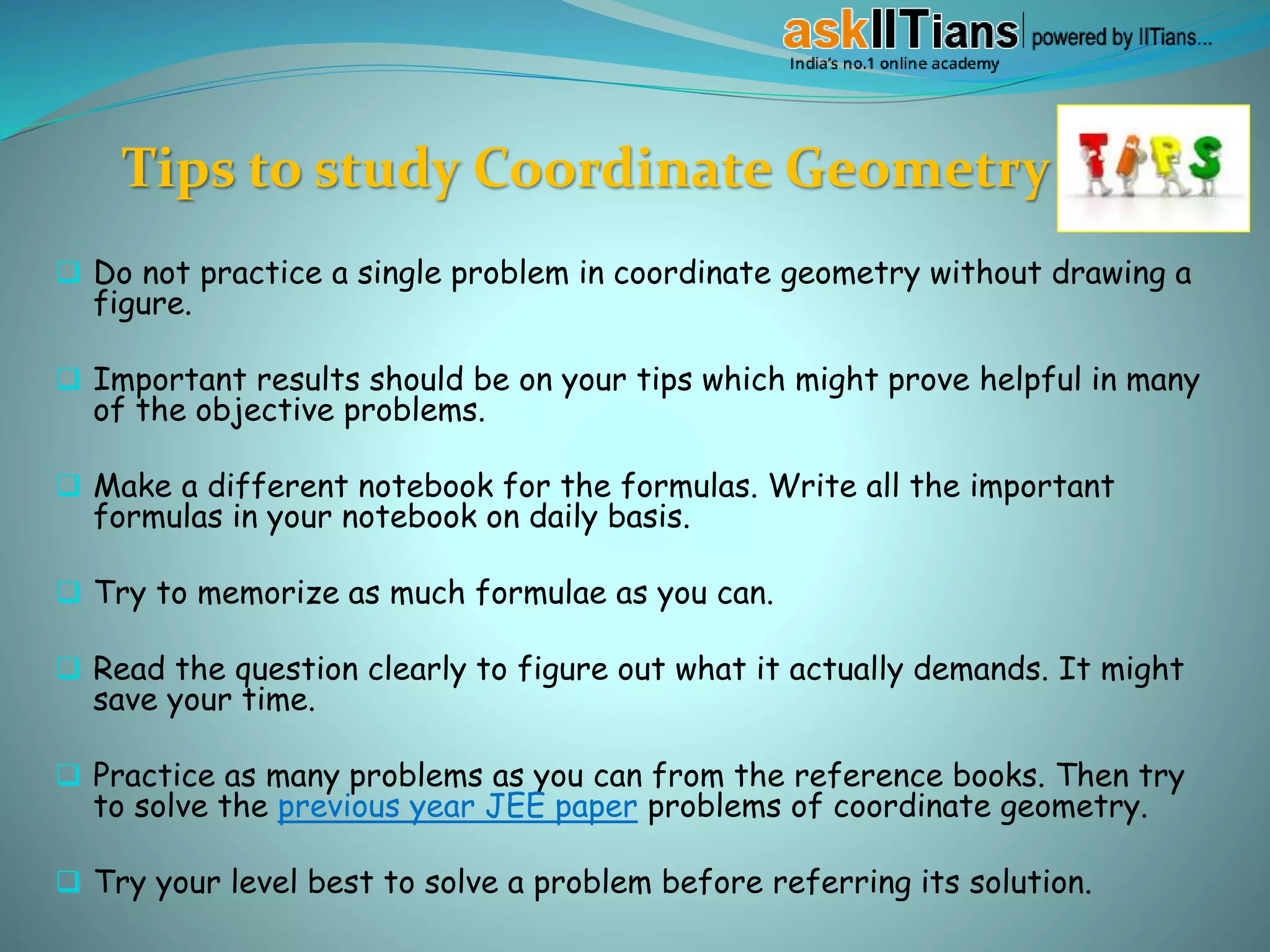 IIT JEE Coordinate Geometry- Preparation Tips to Practical Applications ...