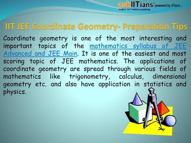 IIT JEE Coordinate Geometry- Preparation Tips to Practical Applications ...