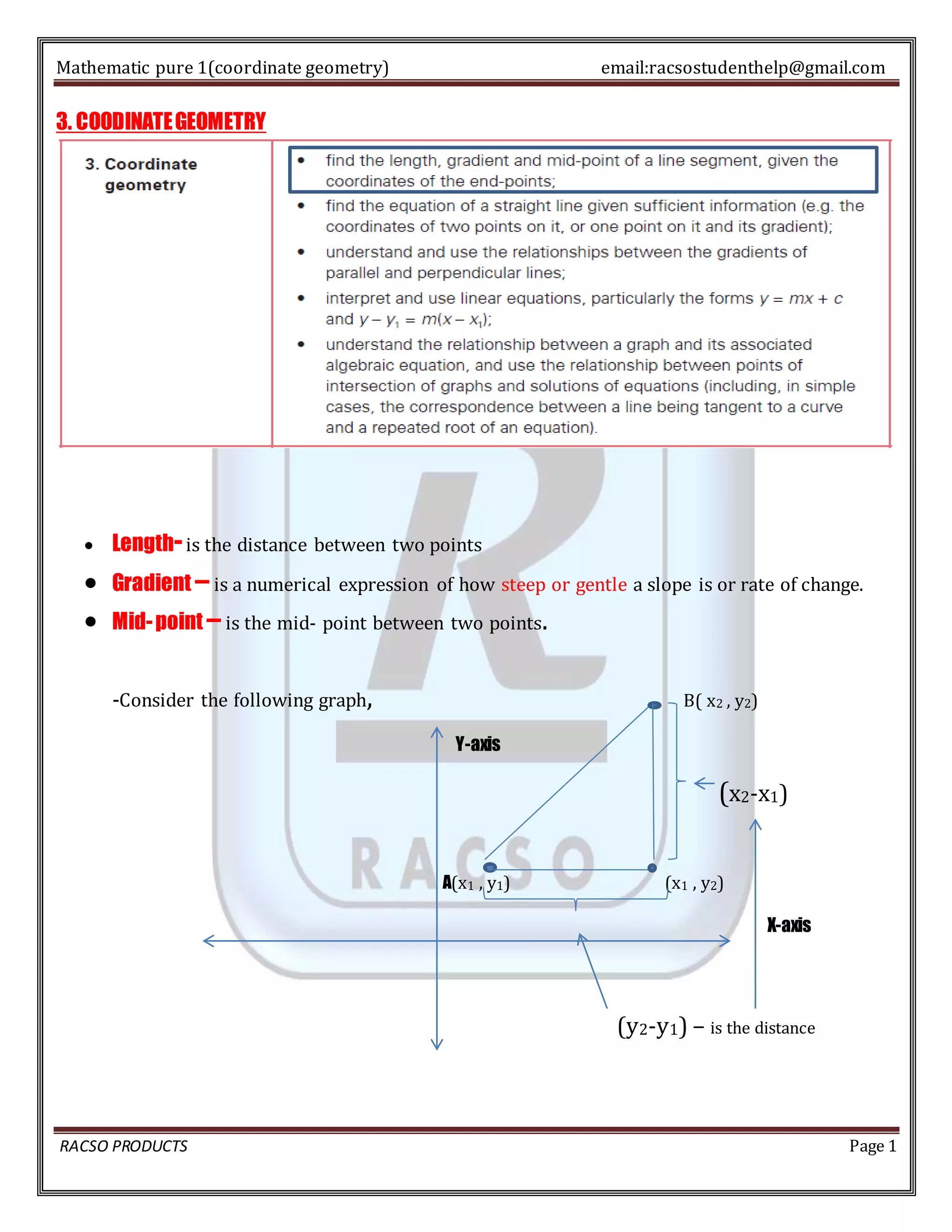 AS LEVEL COORDINATE GEOMETRY EXPLAINED | DOCX