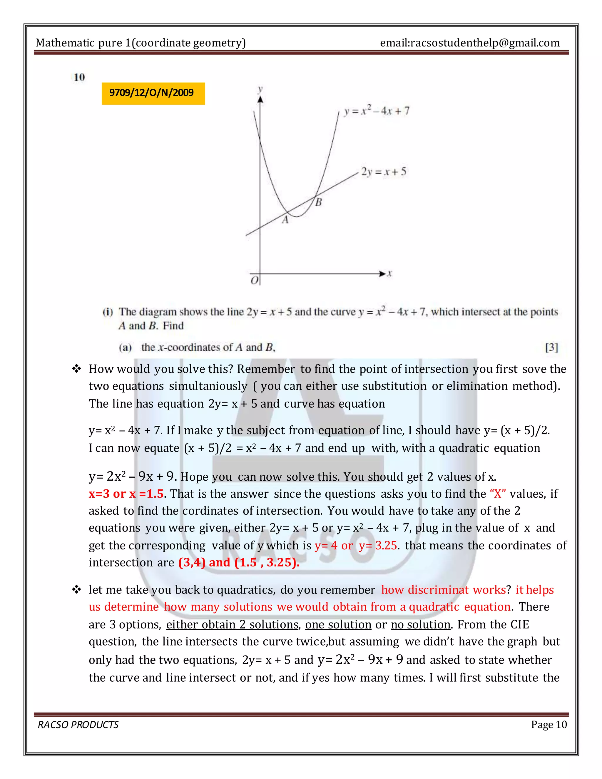 AS LEVEL COORDINATE GEOMETRY EXPLAINED | DOCX