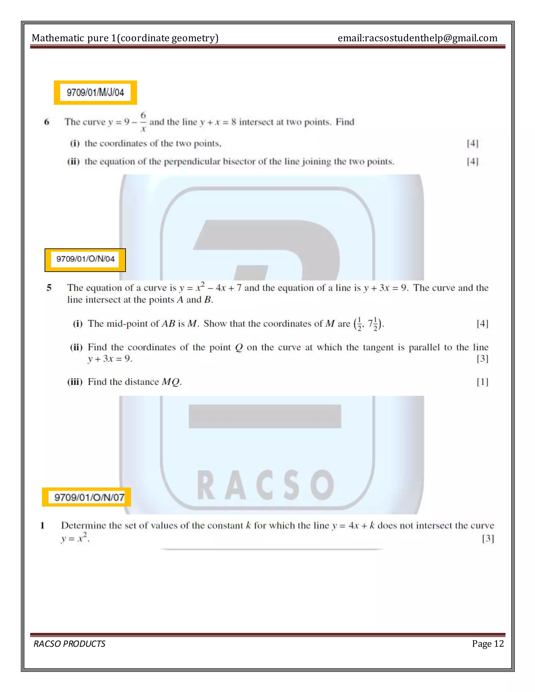 AS LEVEL COORDINATE GEOMETRY EXPLAINED | DOCX