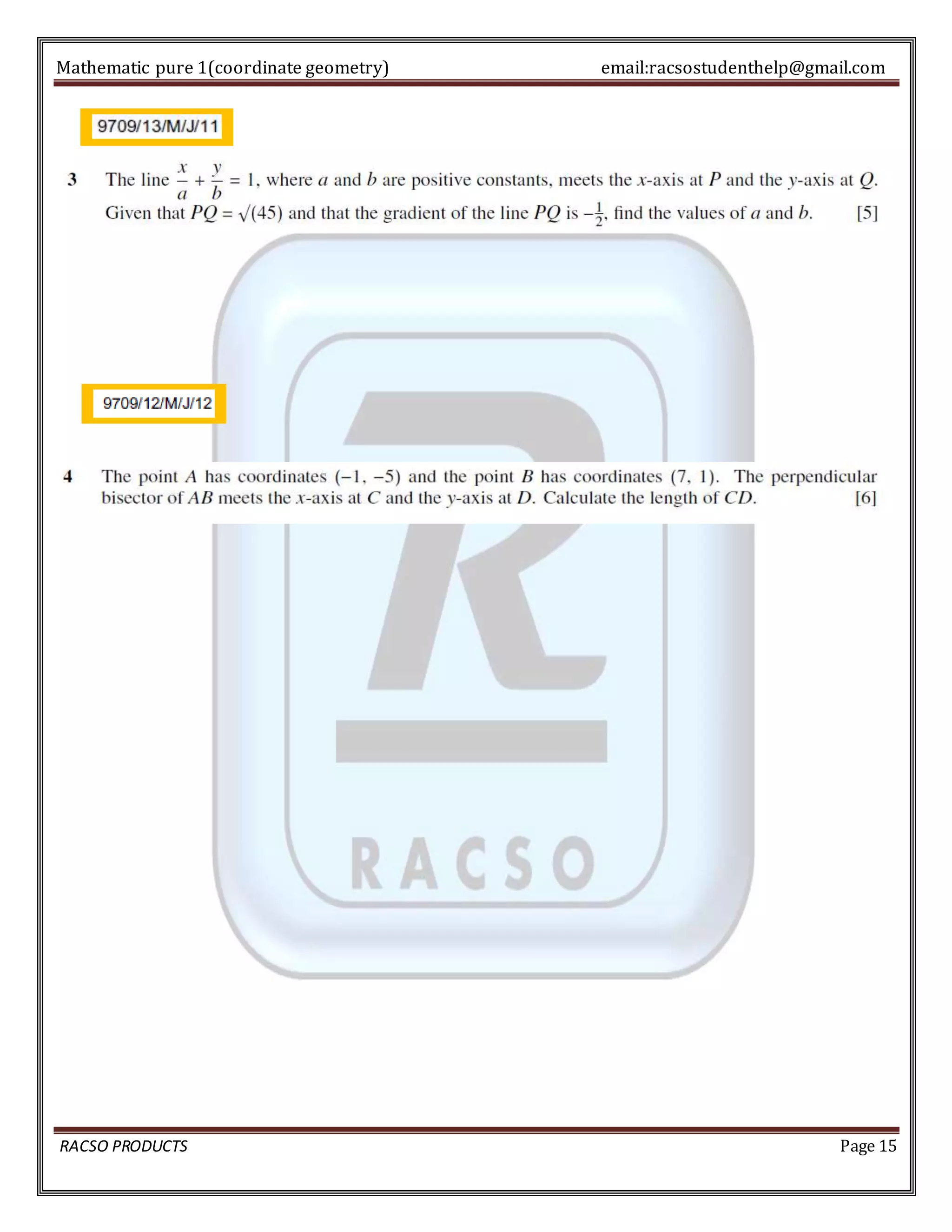 AS LEVEL COORDINATE GEOMETRY EXPLAINED | DOCX