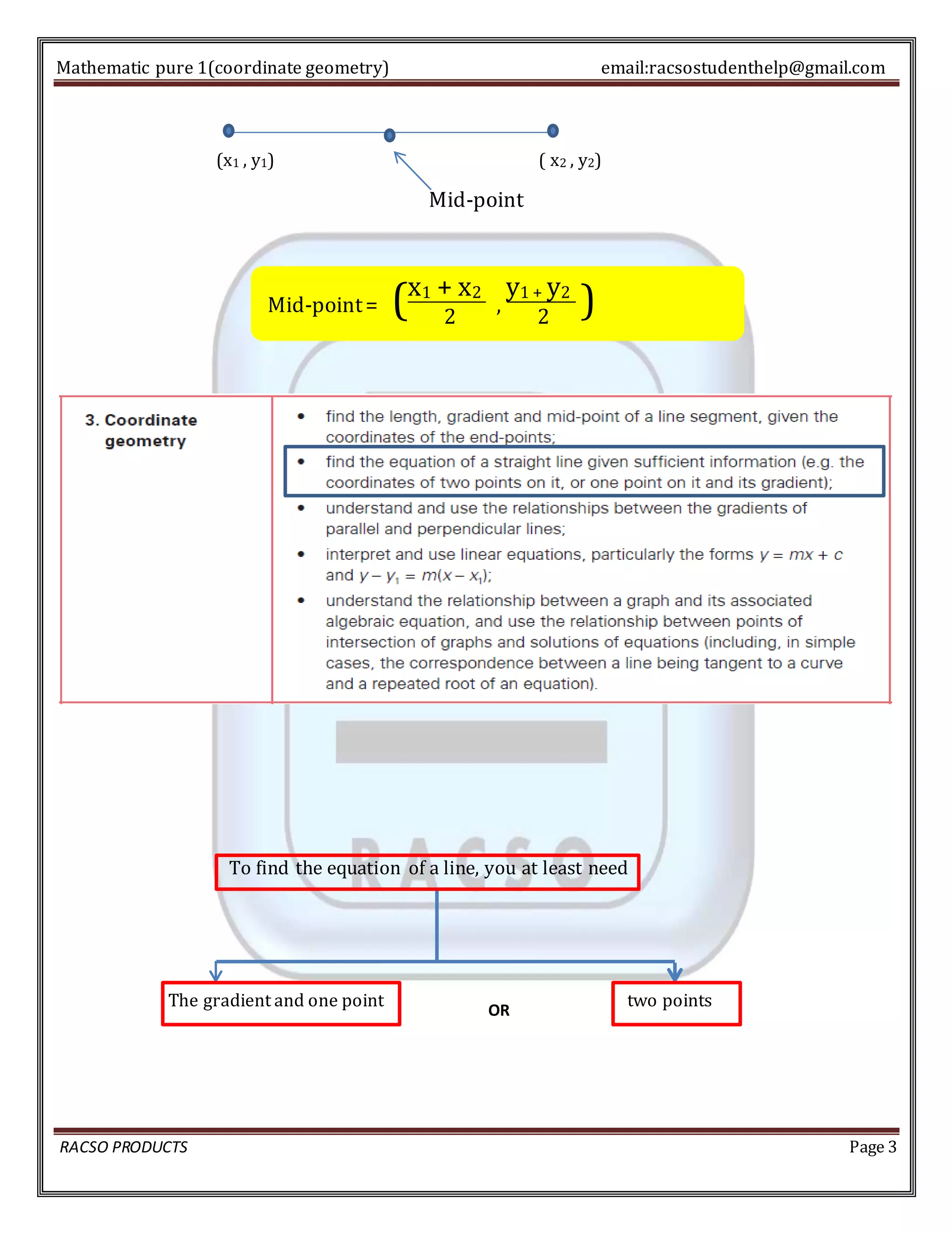 AS LEVEL COORDINATE GEOMETRY EXPLAINED | DOCX