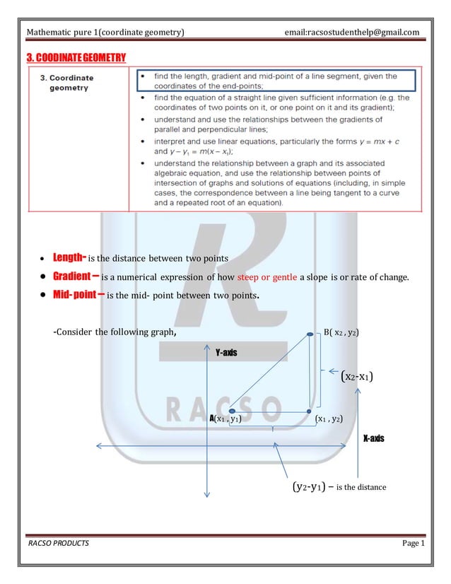 AS LEVEL COORDINATE GEOMETRY EXPLAINED | DOCX