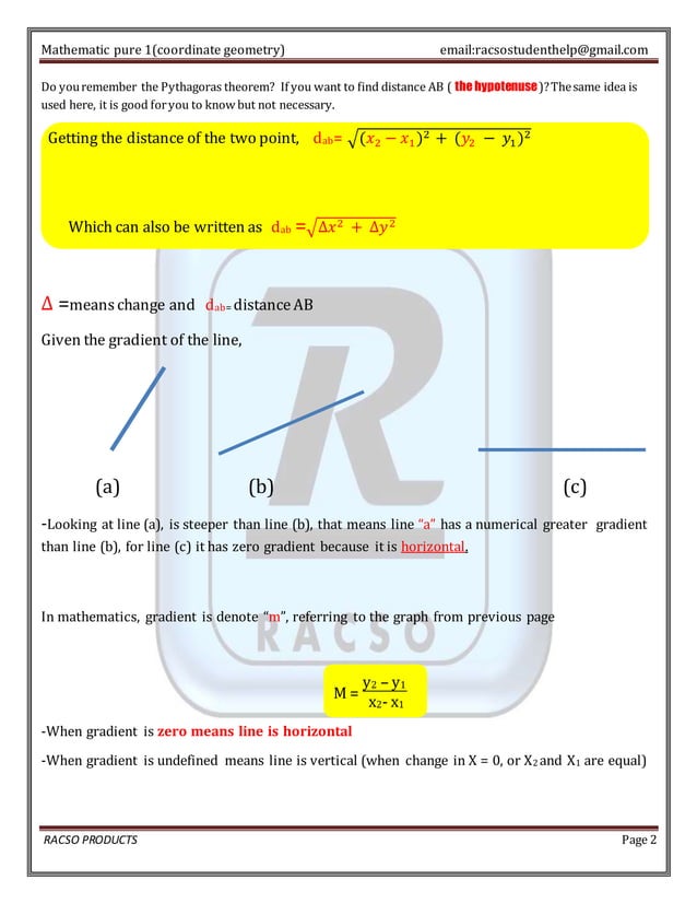 AS LEVEL COORDINATE GEOMETRY EXPLAINED | DOCX