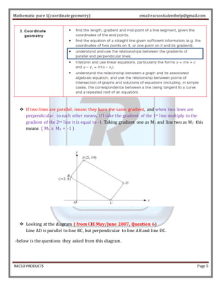 AS LEVEL COORDINATE GEOMETRY EXPLAINED | DOCX