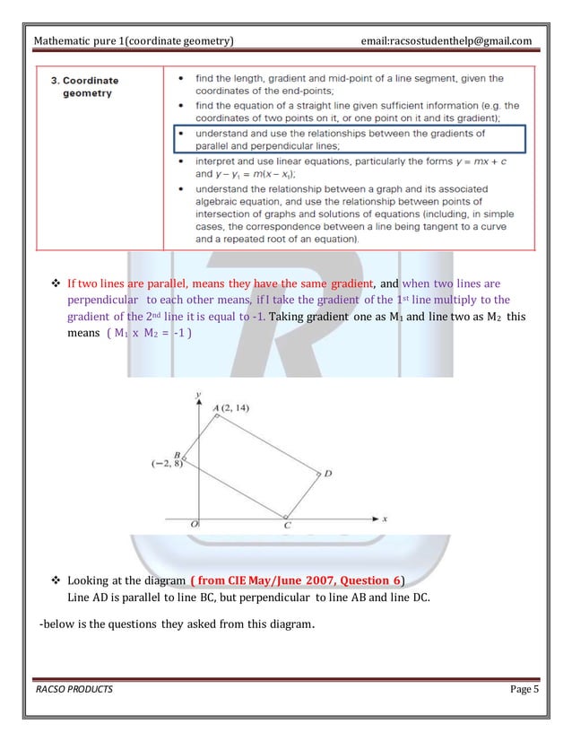 AS LEVEL COORDINATE GEOMETRY EXPLAINED | DOCX