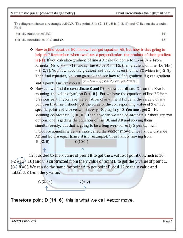 AS LEVEL COORDINATE GEOMETRY EXPLAINED | DOCX