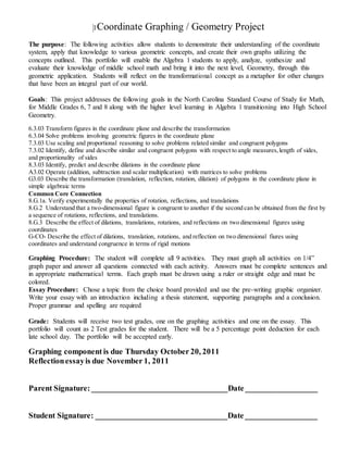 Coordinate graphing project transformations | DOCX