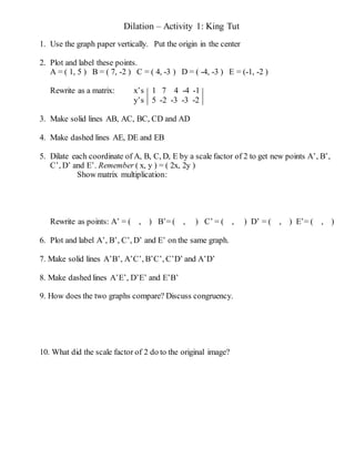 Coordinate graphing project transformations | DOCX