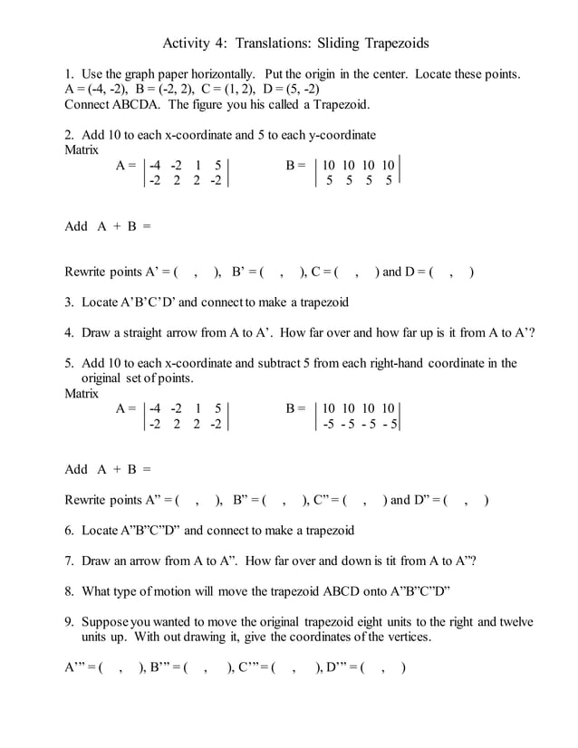 Coordinate graphing project transformations | DOCX | Homework and Study ...