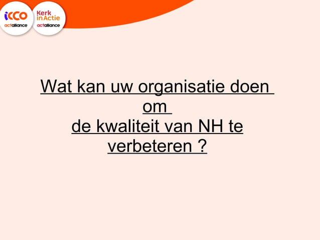 Coordinatie in noodhulp - ICCO | PPT