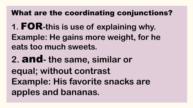 USED OF THE COORDINATING CONJUNCTION PPT | PPT