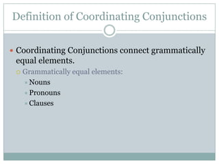 Coordinating conjunctions | PPT