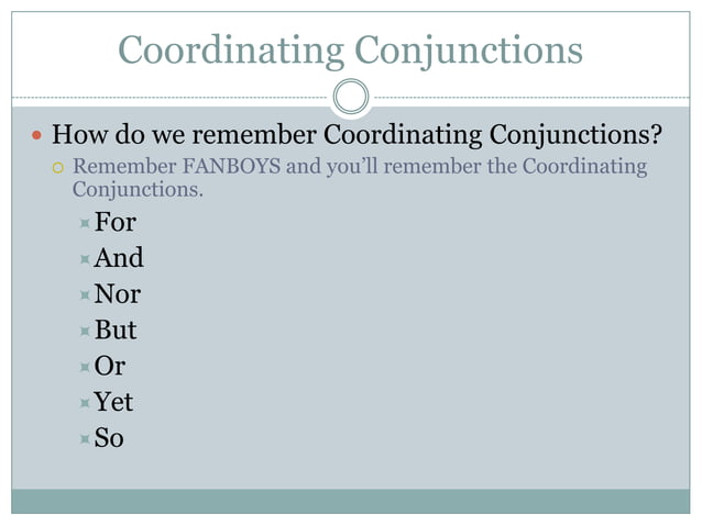 Coordinating conjunctions | PPT