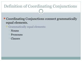 Coordinating conjunctions | PPT